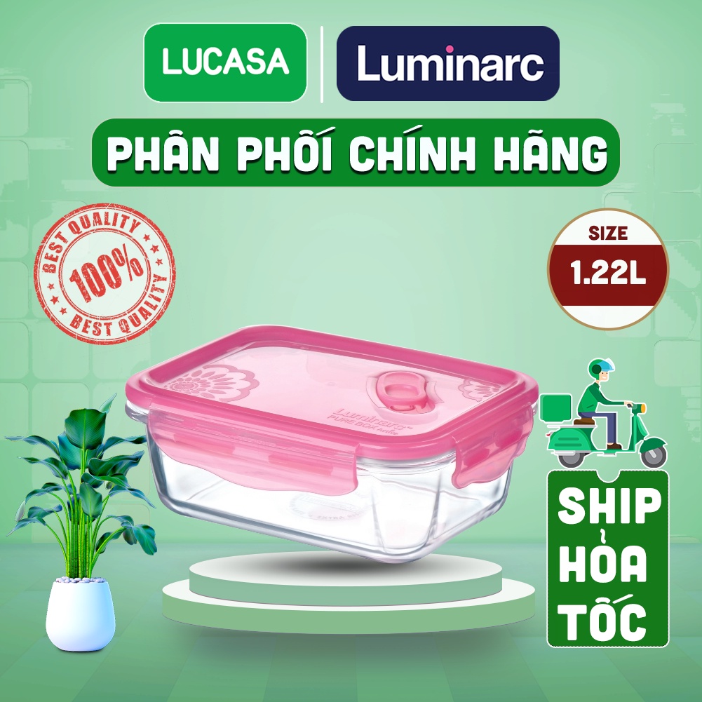 Set of 3 Luminarc Pure Dahlia Rectangular Glass Boxes 1.22L - BOL5311 ...