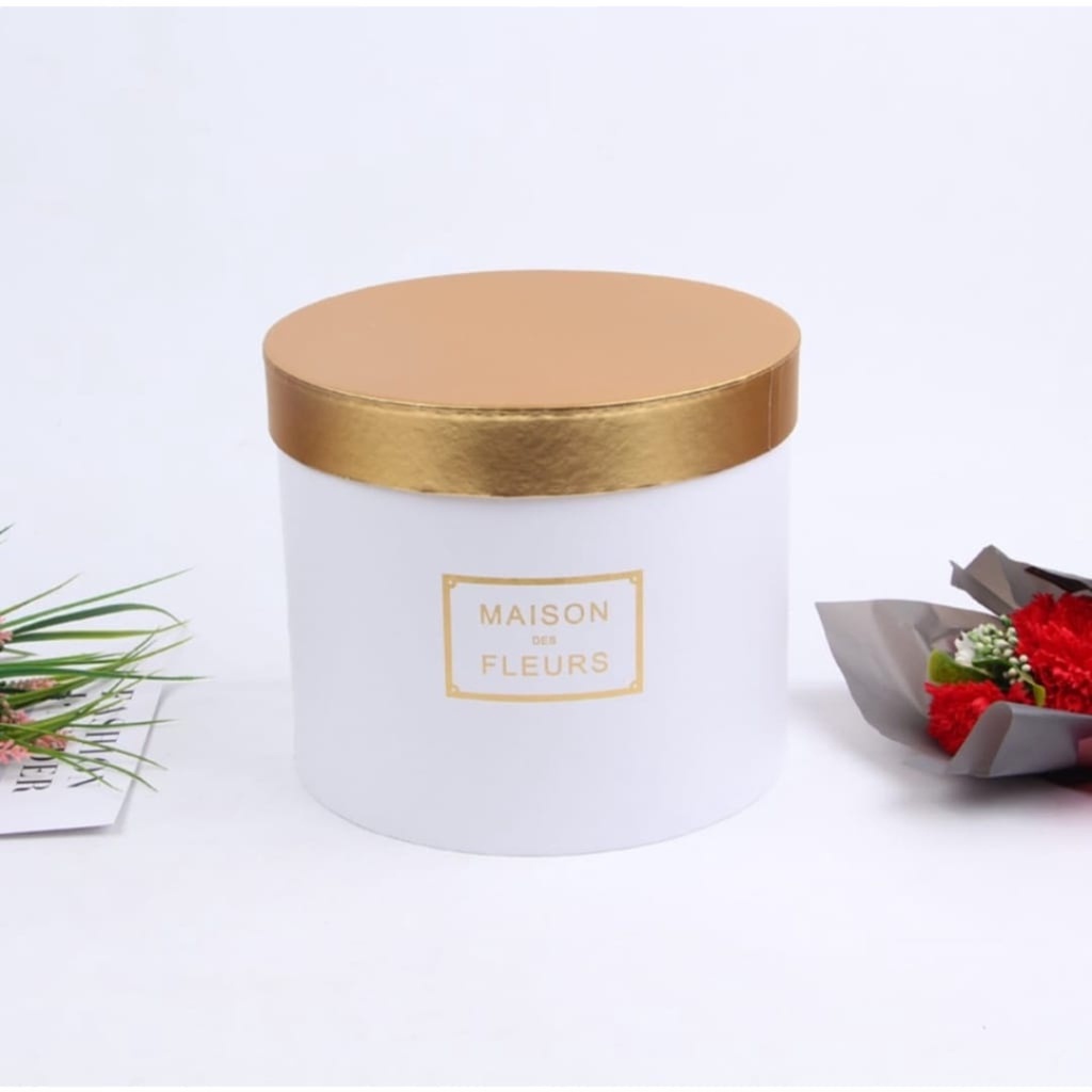 Round Gold Lining Flower Box Bouquet Box Round Maison Fleurs Gift Box Kotak Bunga Kotak Bouquet ...