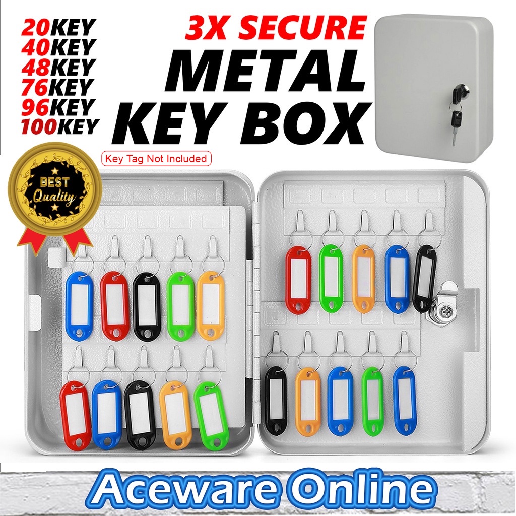 Key Holder Box Metal Key Box Wall Home Key Storage Box Kotak Kunci ...