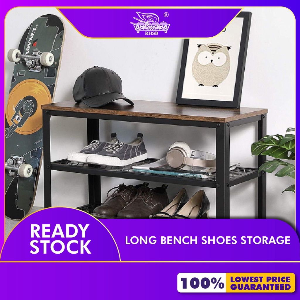 FJÄLLBO BENCH SHOES RACK / LONG BENCH SHOES STORAGE / IRON WOOD SHOES ...
