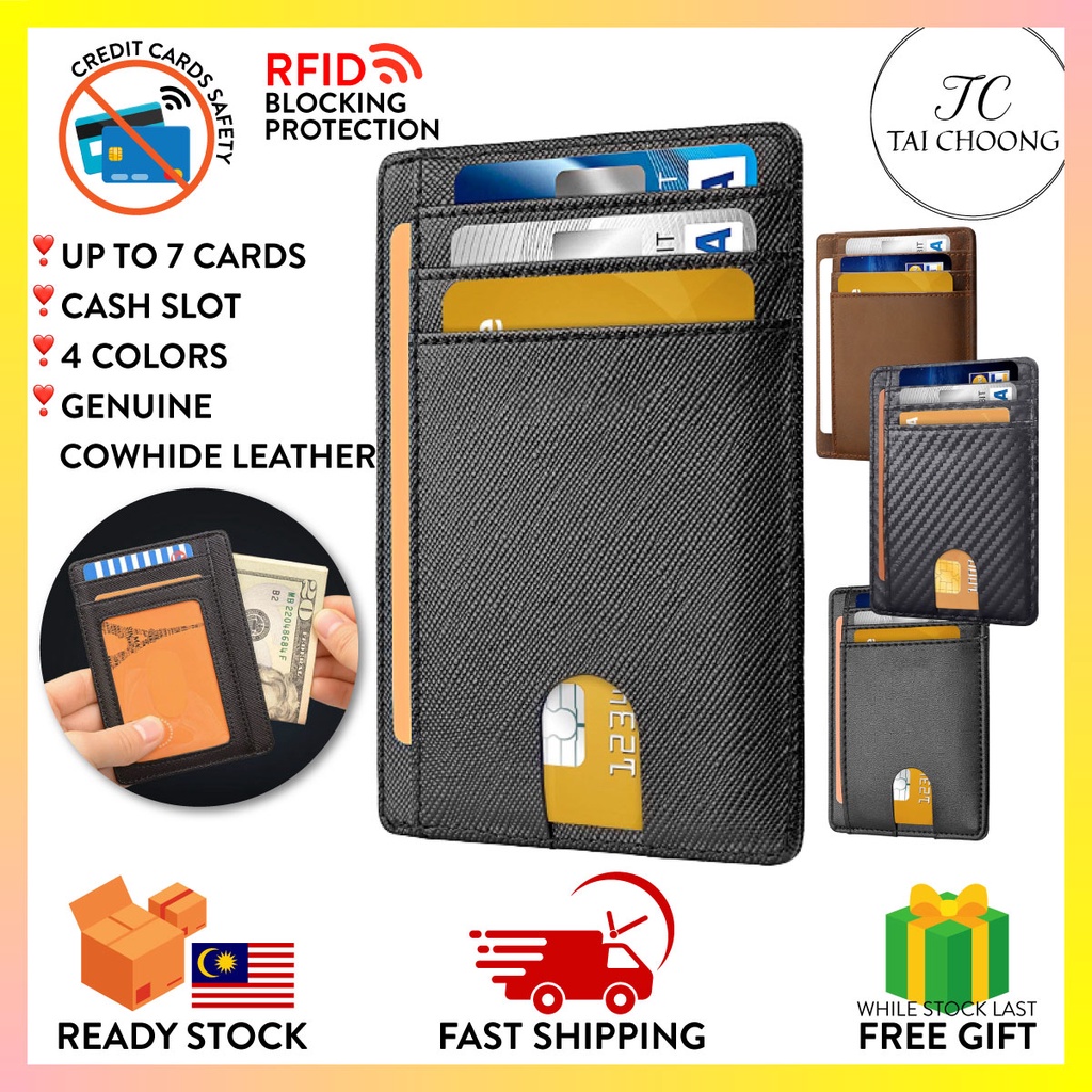 TC BW-070 Genuine Cow Hide Leather Vertical Slim Card Holder For Men ...
