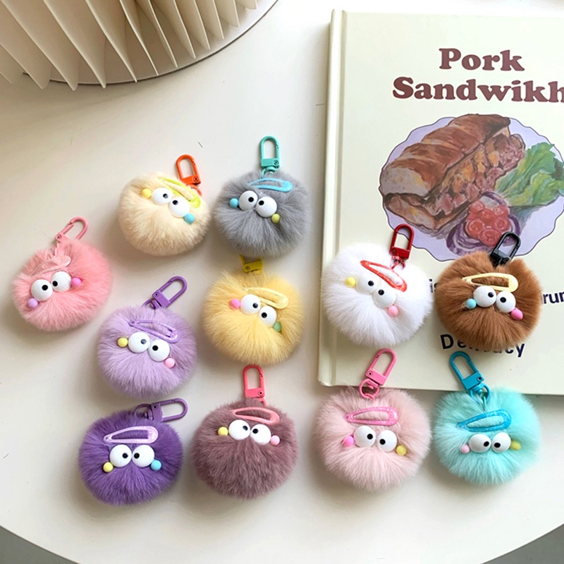 Funny Plush Keychain Creative Multi-color Key Chain Simple Soft Ball ...