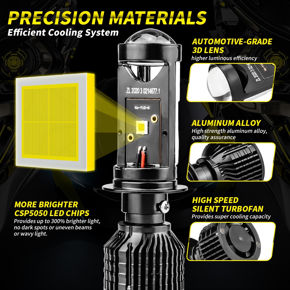 1PC LED Automobile Headlamp Micro-lens Projector 60W 12000LM H4 H7 ...
