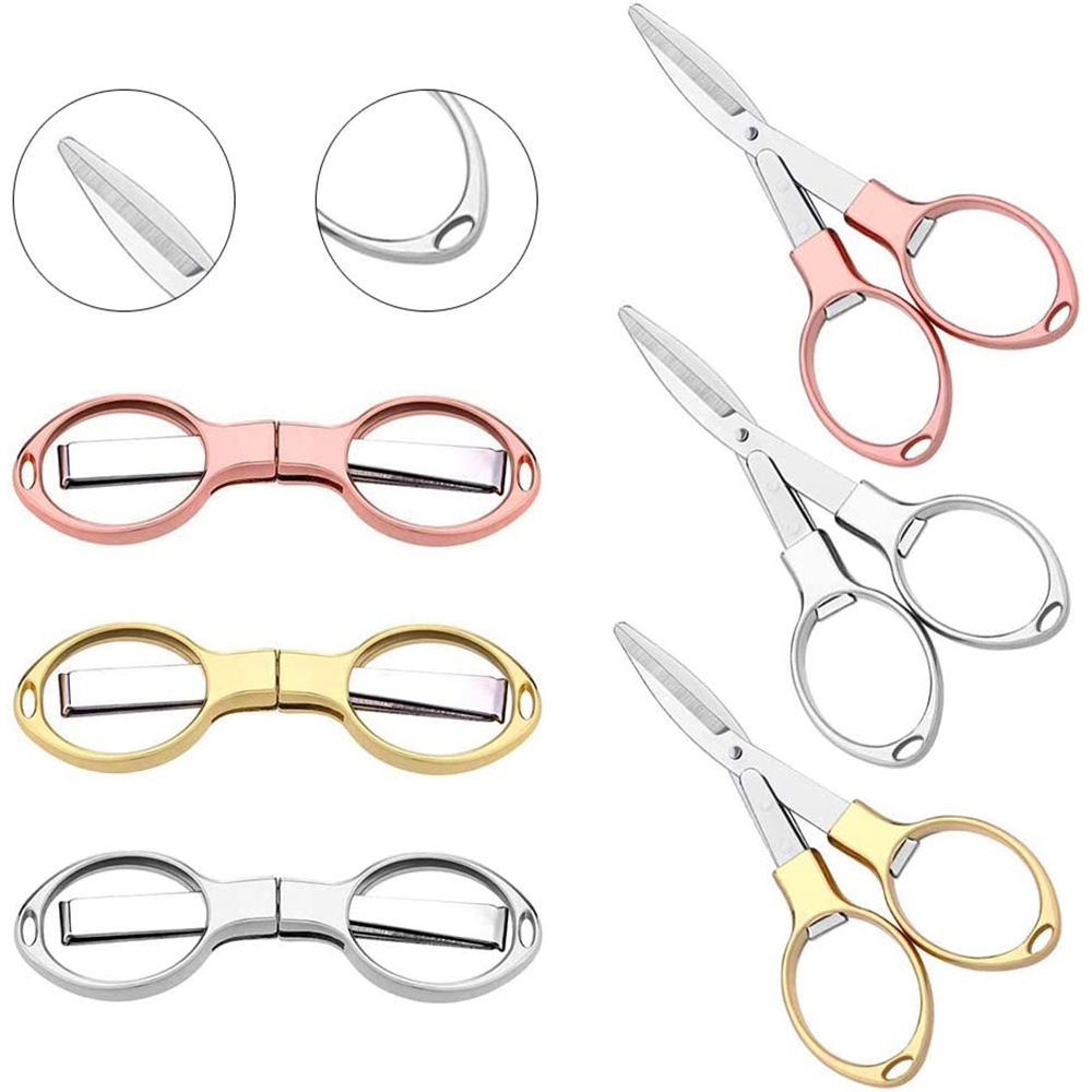 1Pc Mini Folding Keychain Scissors Small Glasses Shaped Travel Scissors ...