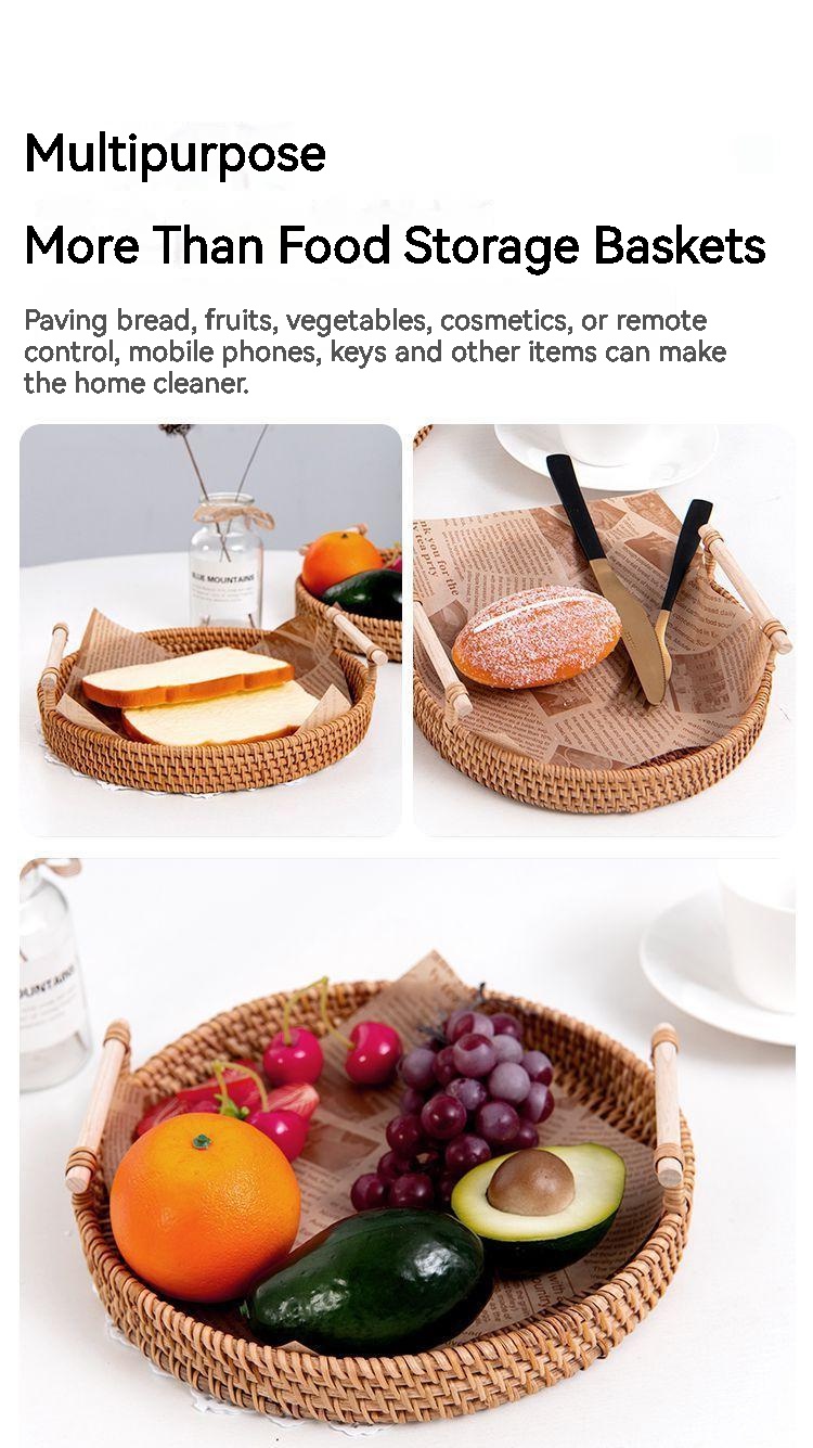Ready Stock Dulang Kuih Raya Dessert Round Rattan Tray With Handle ...