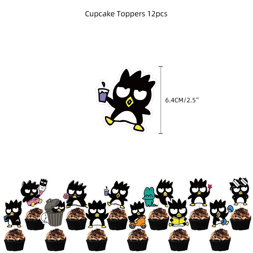 Sanrio BAD BADTZ-MARU XO Penguin Balloons Banner Cake Toppers Birthday ...