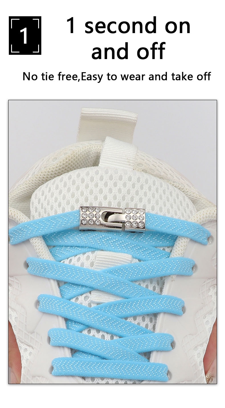 Elastic Laces Sneakers Diamond Cross Locks Shoelaces Without Ties No ...
