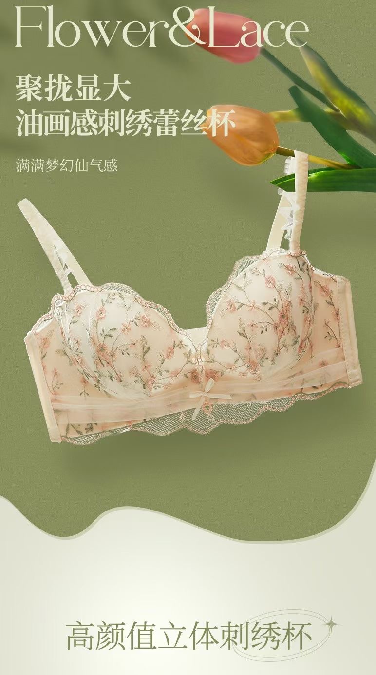 Women Sexy Small Chest Gather Breast Push UP Bra Wireless Support Chest ...