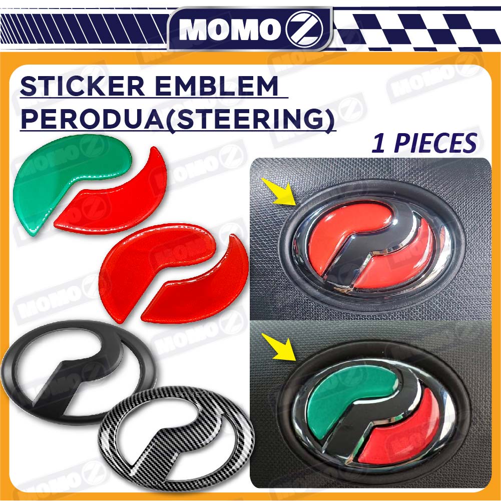 Car Perodua Steering Reflector Emblem 3D Logo Bonnet Emblem Sticker Red ...
