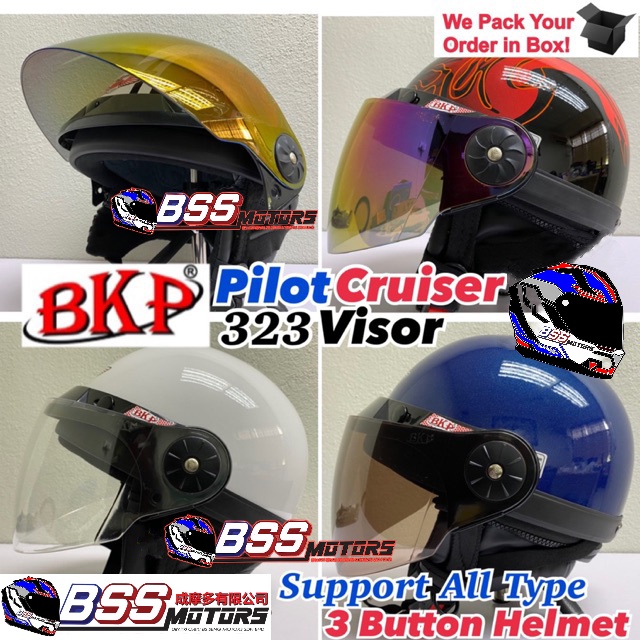BKP Pilot Cruiser 323 Visor Siang Malam Universal 3 Pins Button Pin ...