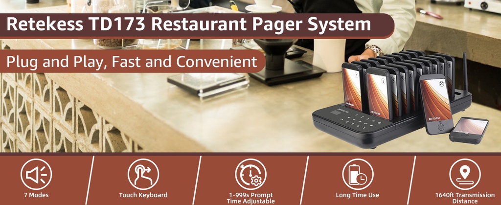 Retekess TD173 Restaurant Pager Calling System with Mute Button Can ...