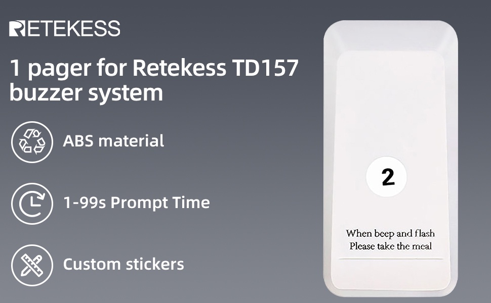 RETEKESS Call Coaster Pager Receiver For TD157 TD163 TD173 T116A T116 ...