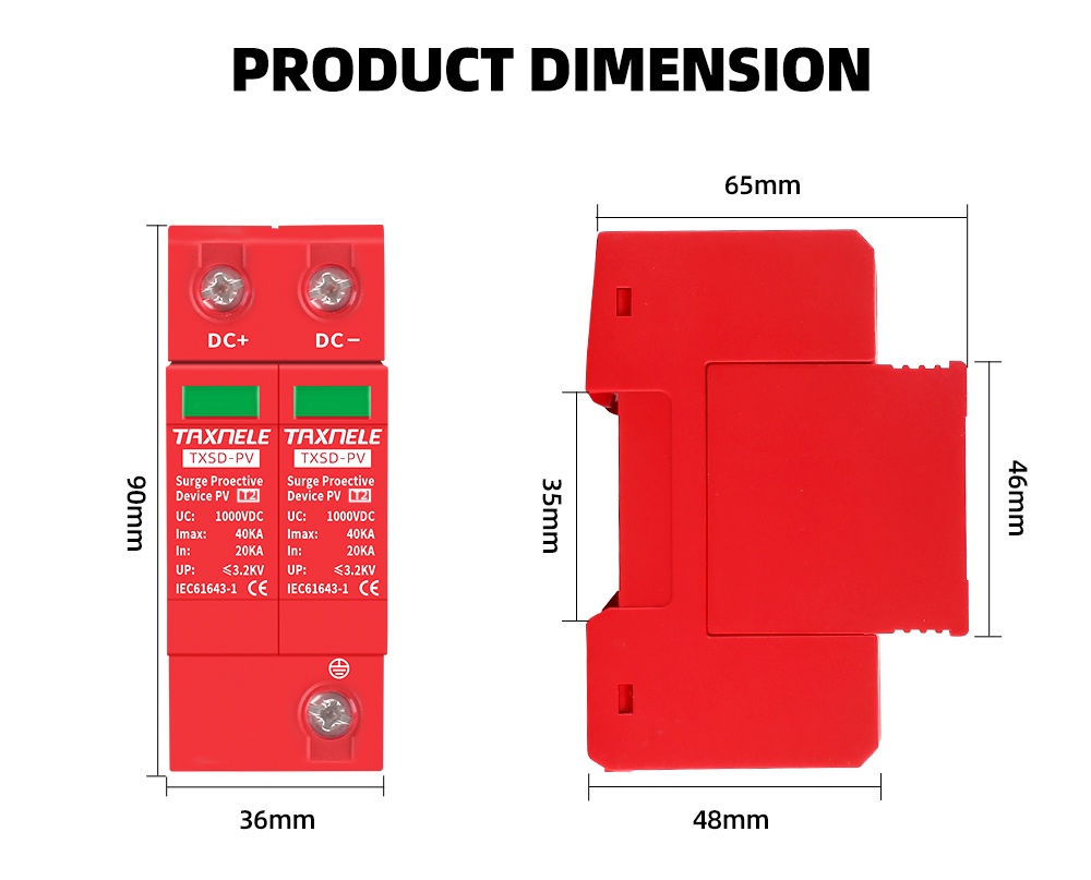 DC Surge Protector SPD 40KA 60KA 1000V Voltage Protector Solar PV ...