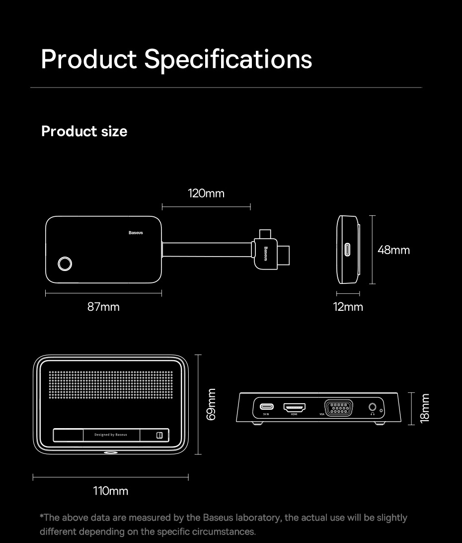 Baseus 4K Wireless HDMI-compatible Video Transmitter & Receiver 5G ...