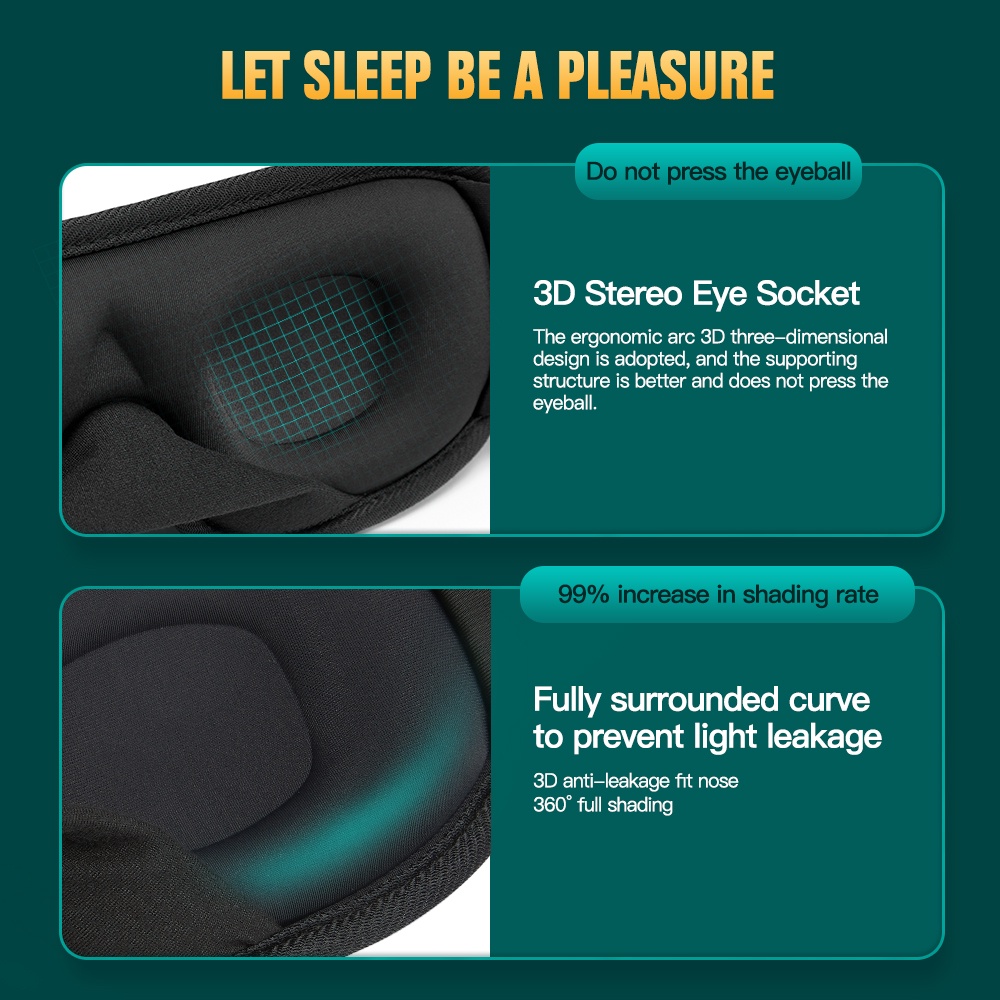 3D Sleeping Mask Block Out Light Sleep Mask For Eyes Soft Sleeping Aid ...