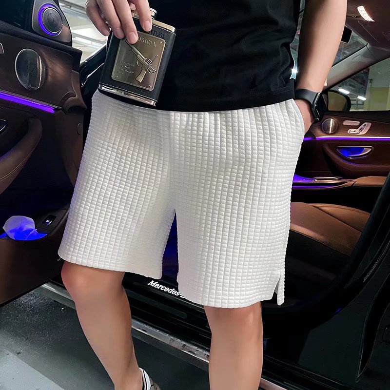 TWOOEE Waffle Casual Shorts Men Summer Korean Basic White Beach Pants ...