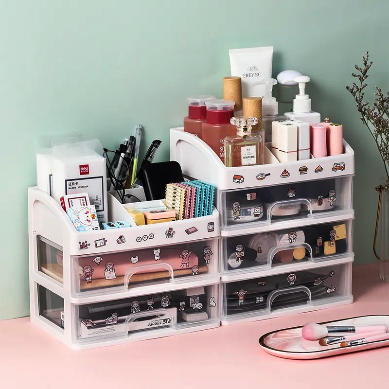 4 Layer Multilayer Translucent Drawer Cosmetic Storage Box Beauty ...