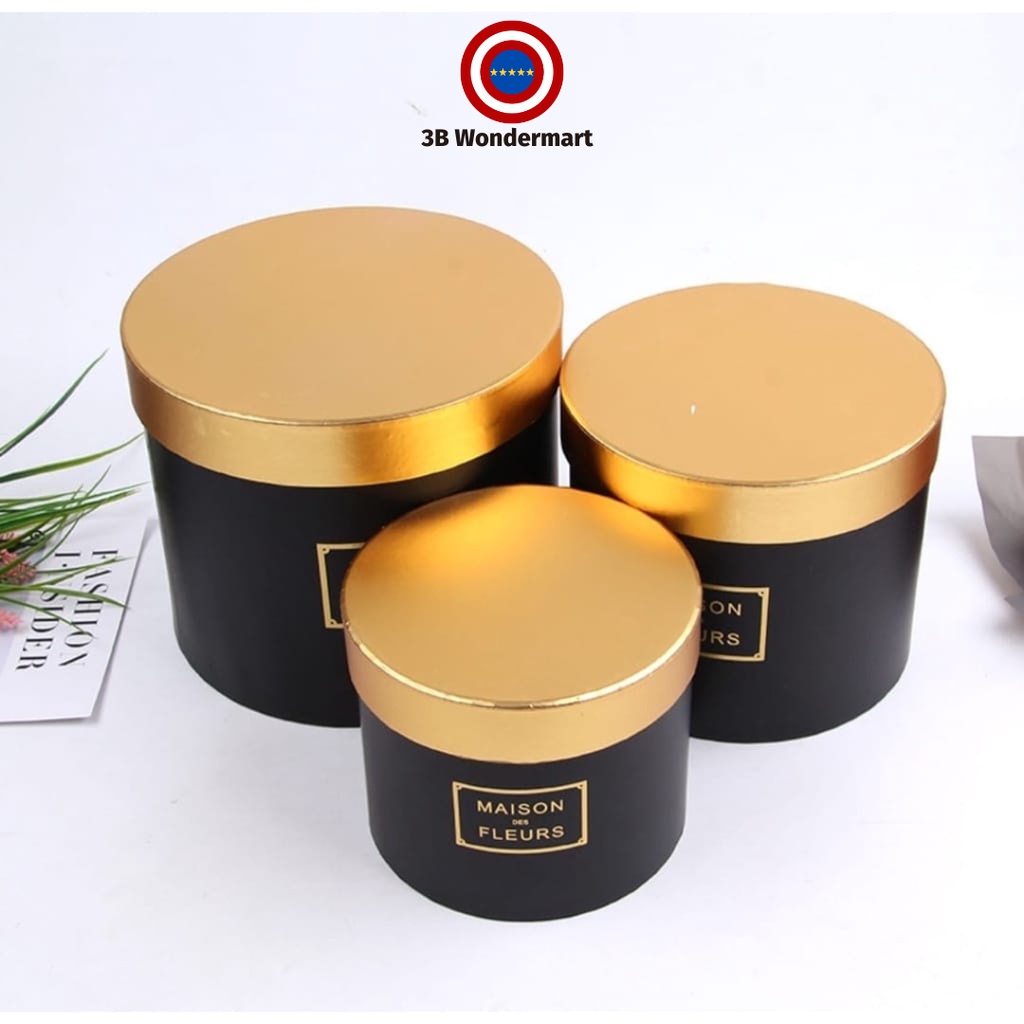 Round Gold Lining Flower Box Bouquet Box Round Maison Fleurs Gift Box Kotak Bunga Kotak Bouquet ...