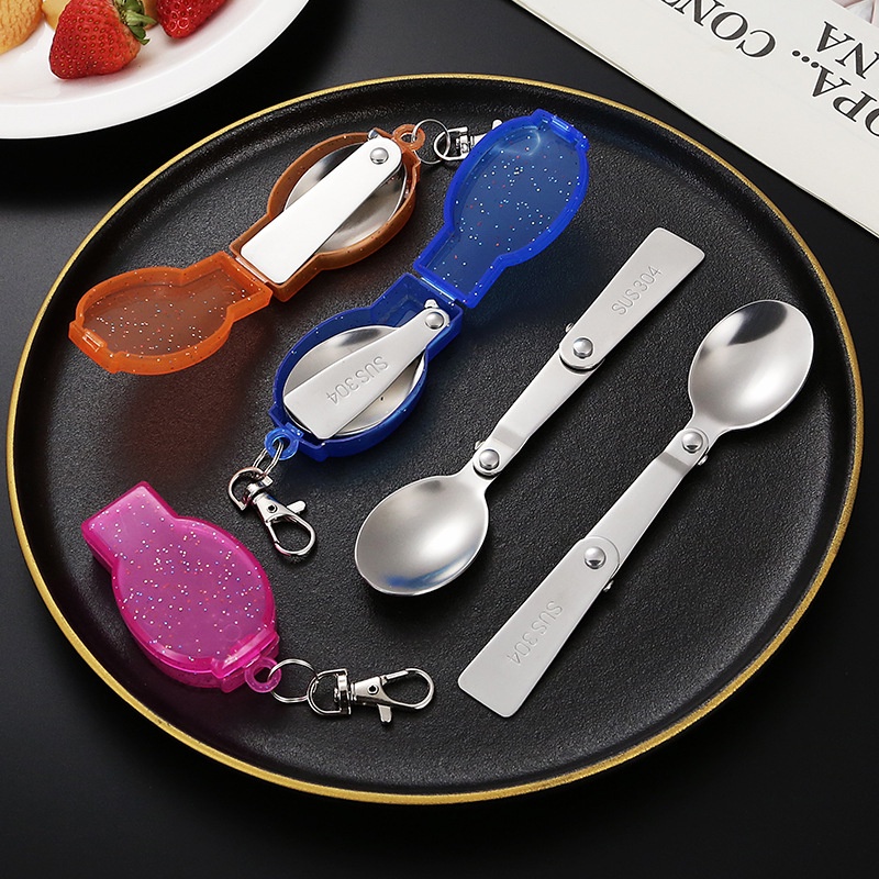 Creative 304 Stainless Steel Foldable Spoon Fork Picnic Outdoor Camping Cutlery Travel Portable ...
