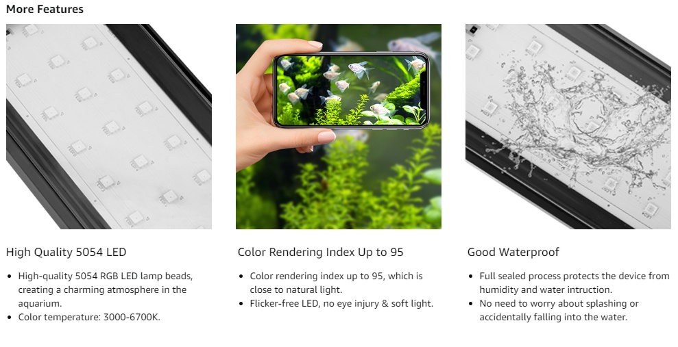 (in stock)30-120CM Smart Aquarium Light, Bluetooth LED Light App ...