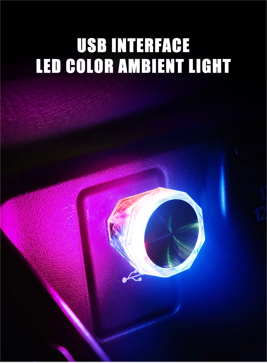 SEAMETAL Car USB Atmosphere Light LED Mini Colorful Night Light 5V Car ...