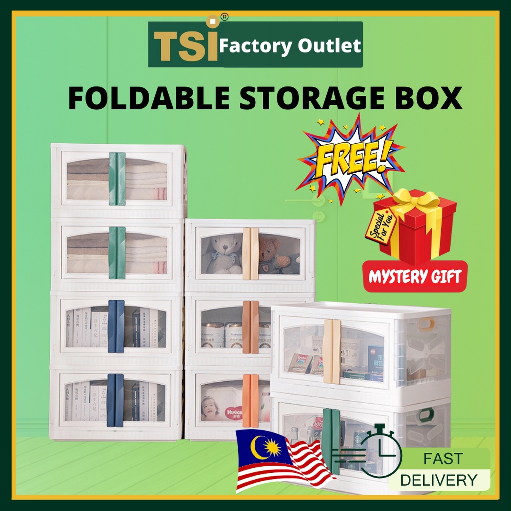TSI 85L Two Open Door Foldable Stackable Storage Box Cabinet Bekas ...