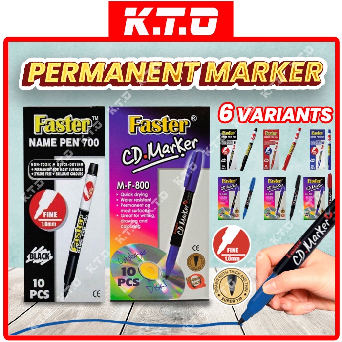 10Pcs / Box Faster Permanent Marker Pen 700 Name Pen Marker Fine 1.0mm ...