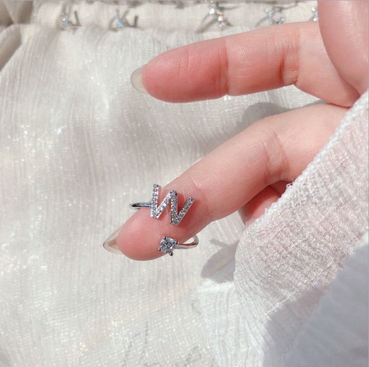 A-Z Letter Adjustable Opening Ring Women Couple Alphabet Name Men ...
