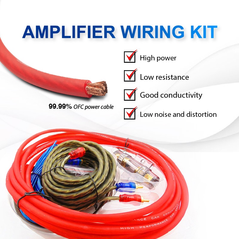 4GA 6GA 8GA Car Amplifier Wiring Kit Audio Subwoofer AMP Fuse Holder ...