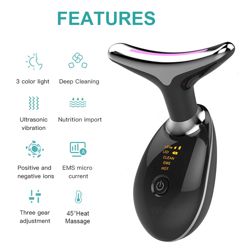 Neck Facial Lifting Device EMS Microcurrent LED Photon Therapy ...