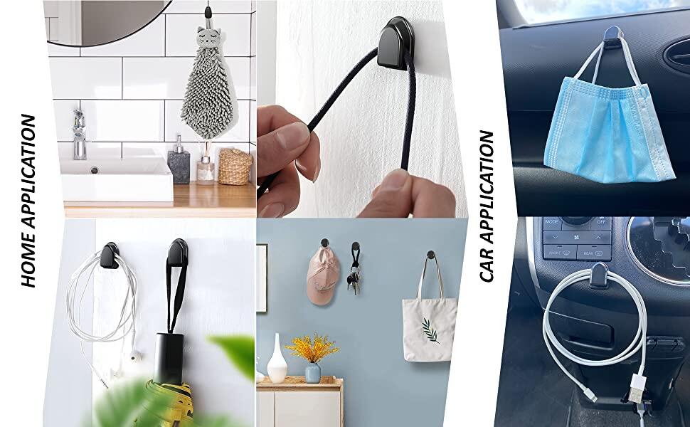 4pcs Car Hook Organizer Dashboard Hook Auto Fastener Clip For Usb Cable ...
