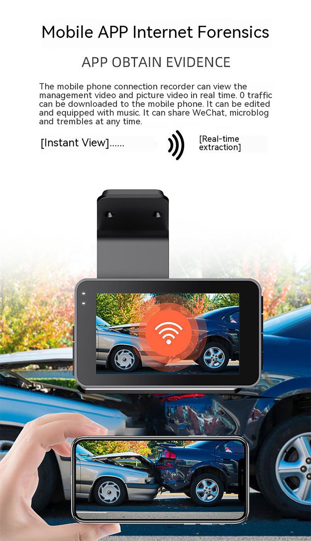 Car DVR WiFi 1296P FHD Dash Cam Rear View Vehicle Camera Video Recorder ...