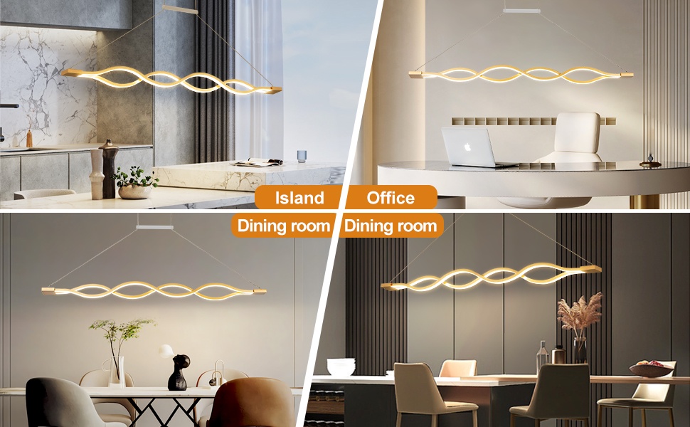 Pendant Lighting, 2-Light 32W Dimmable Modern LED Chandelier Linear ...