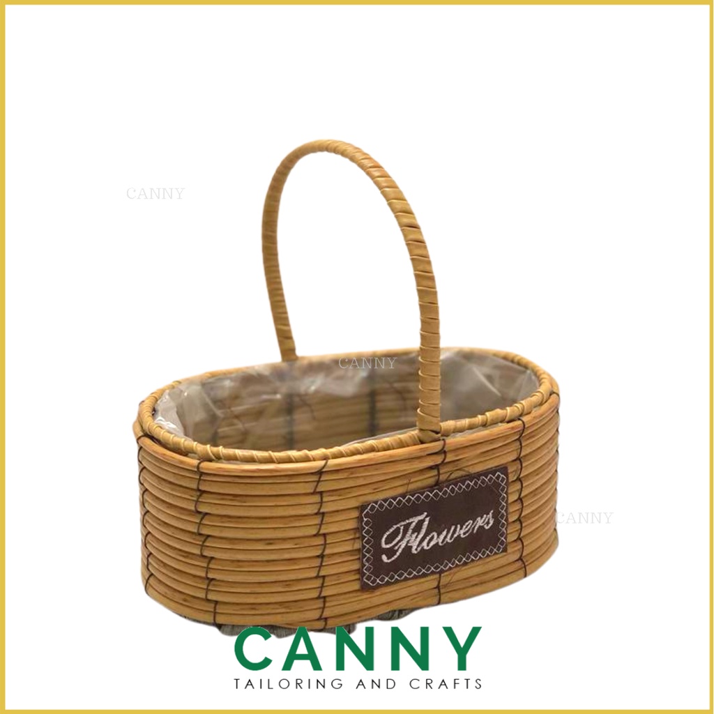 NATURAL RATTAN FLOWER BASKET WOODEN AESTHETIC PICNIC BASKET FLOWER DECO ...