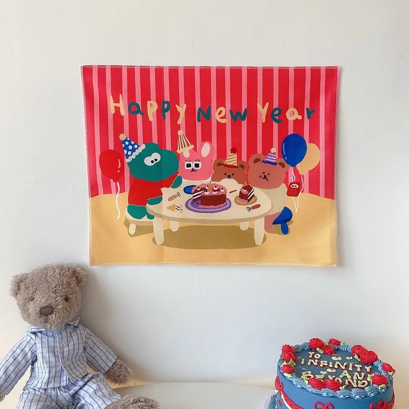 Cute Cartoon Wall Hanging Cloth Ins Wall Decor Mini Tapestry Wall Art ...