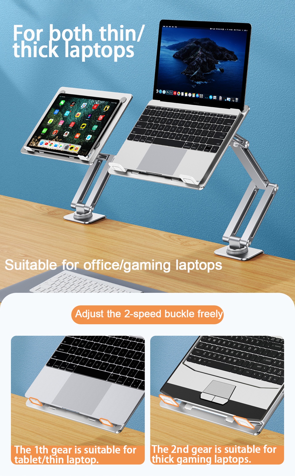 OATSBASF 360 Degree Rotating Book Stand Laptop Stand Adjustable Height ...