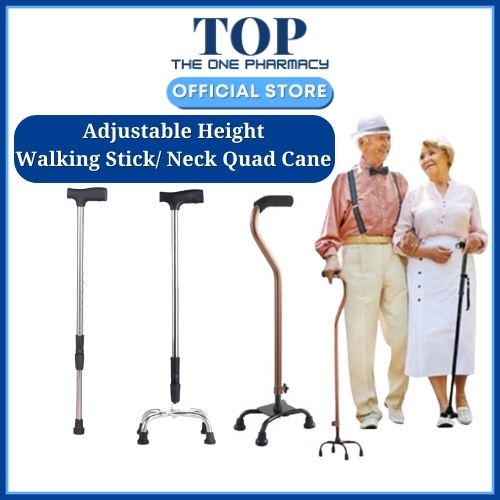 Aluminium Neck Quad Cane (Curved/Straight)/ Stainless Steel Single Leg ...