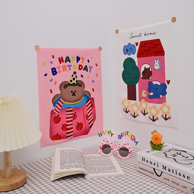 Cute Cartoon Wall Hanging Cloth Ins Wall Decor Mini Tapestry Wall Art ...