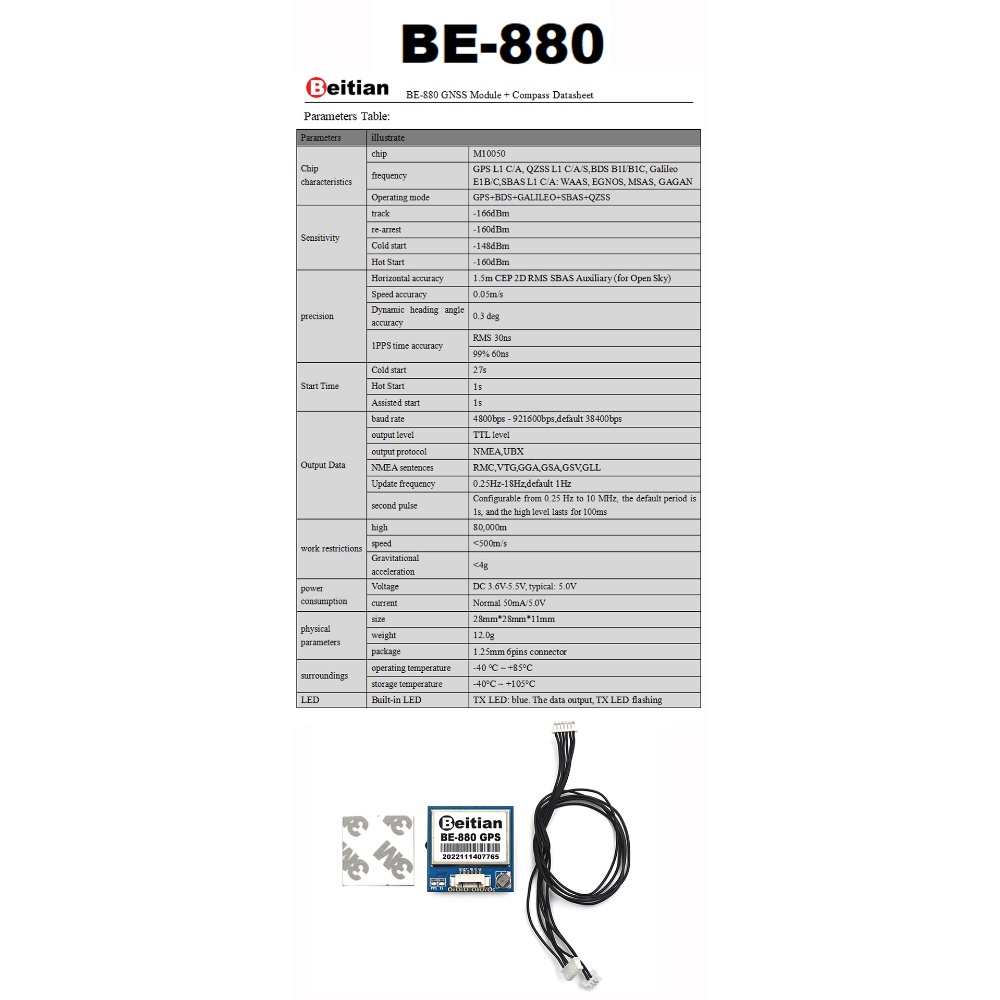 Beitian GPS Module BE-180 BE-220 BE-280 BE-880 With Antenna M10050 GNSS ...