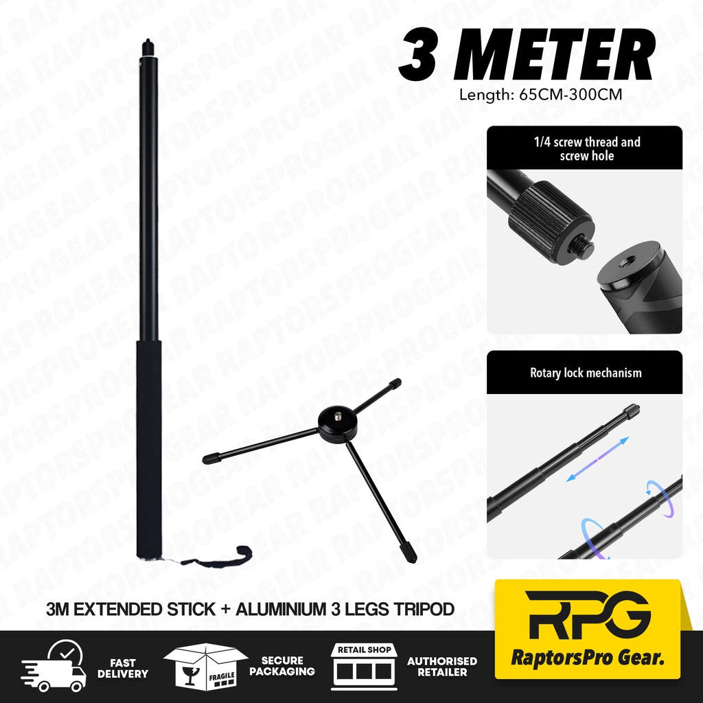 1.5 Meter/2 Meter/3 Meter Super Long Invisible Selfie Stick Monopod ...