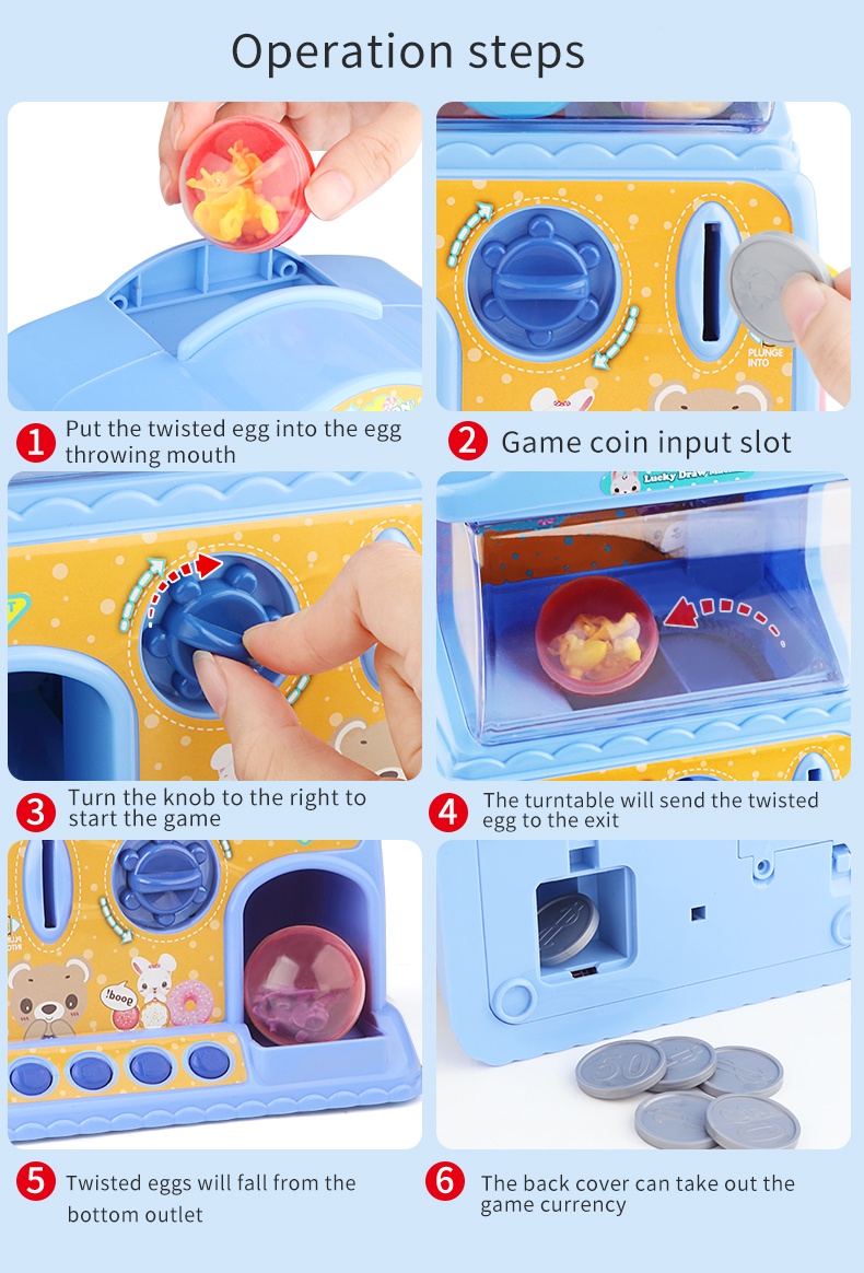 [Qilemeng] Kids Mini Egg Twisted Machine Electric Candy Vending Capsule ...