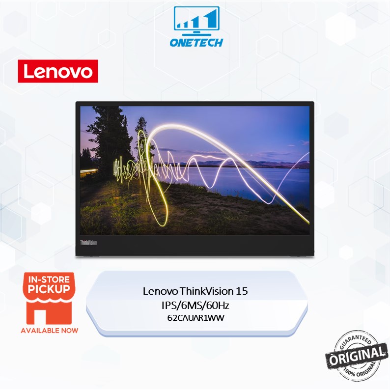 Lenovo ThinkVision M15 Portable Monitor (15.6" FHD IPS/6MS/60Hz/3 Years ...