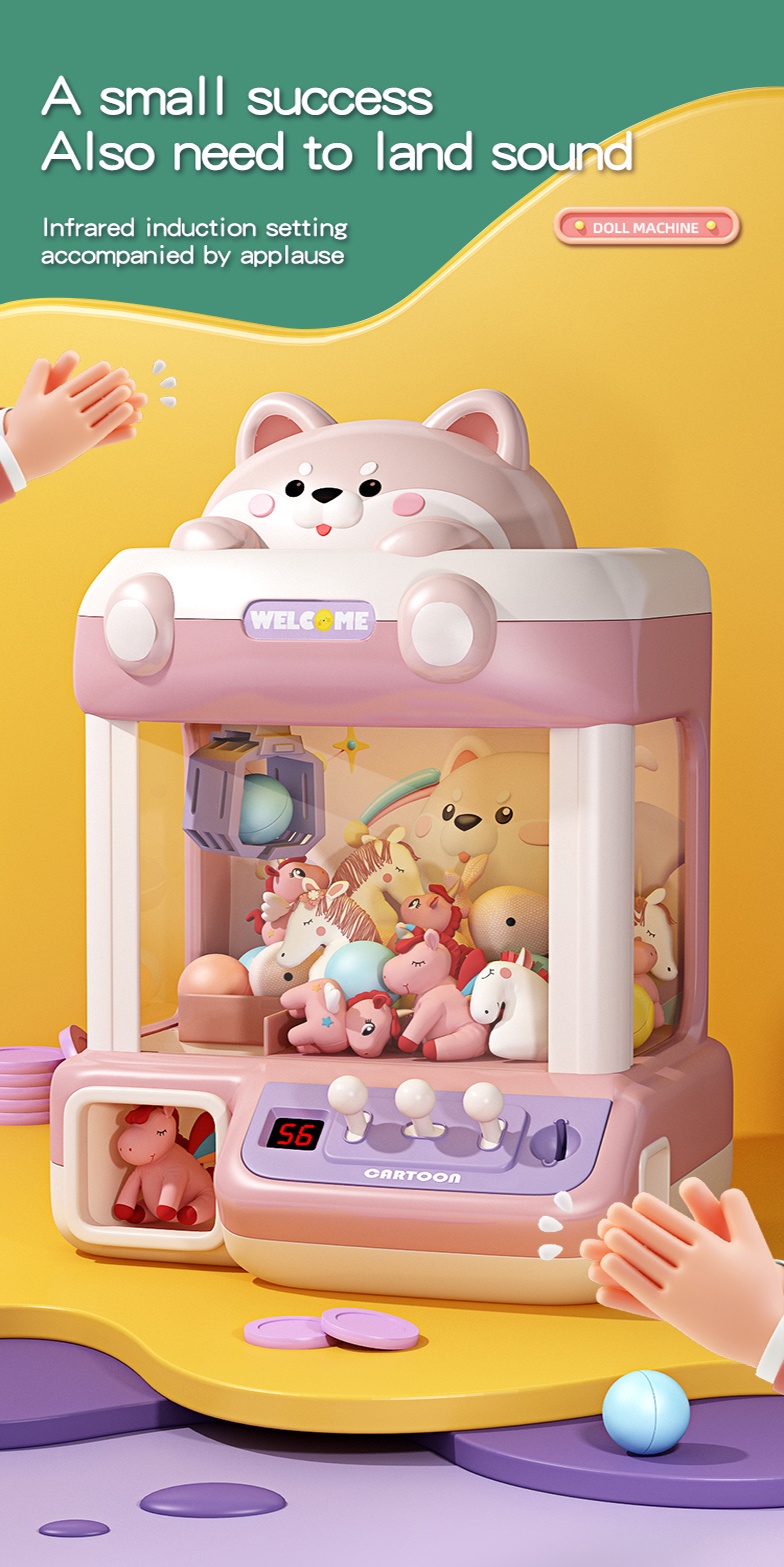 [Qilemeng] Large Claw Machine Children Mini Doll Machine Toy Claw Doll ...