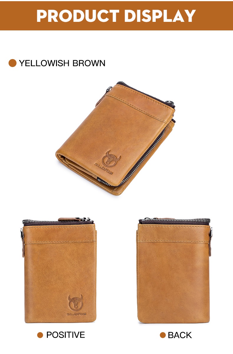 Bullcaptain Vintage Leather Buckle Wallet Coin Purse Wallet Card Men's ...