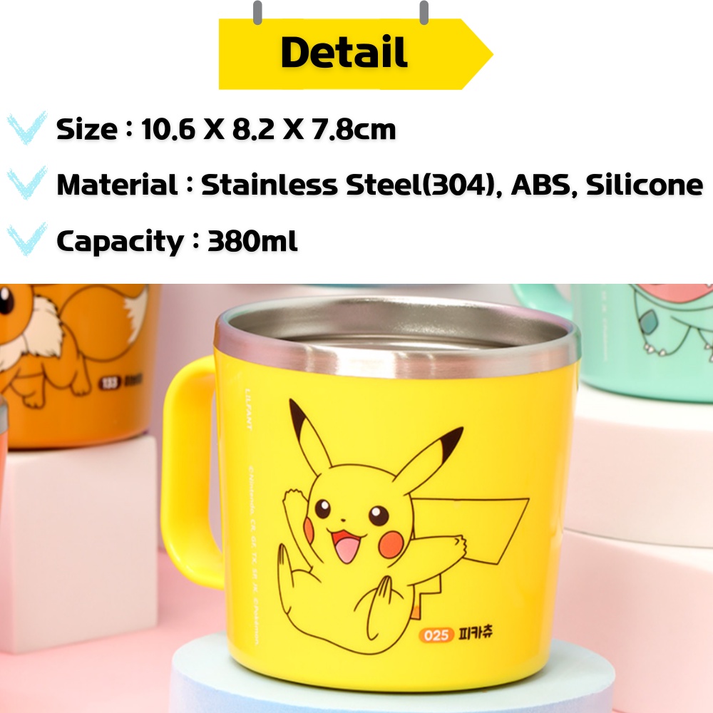 Pokémon Cup Stainless Steel Cup Handle Cup Dishwasher Safe Cup Made in ...