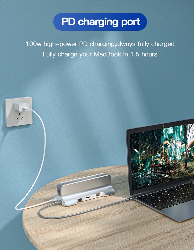 12 In 1 USB C HUB Vertical Laptop Stand HDMI-compatible 4K HD with VGA ...