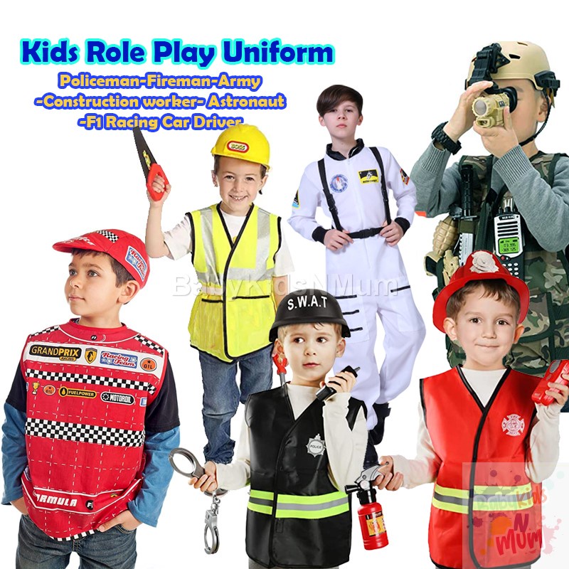Pretend Play Costumes Role Play Dress Up For Kid’s Career Fireman ...
