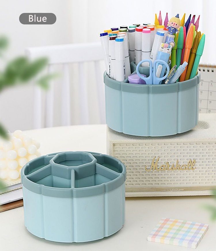 6 Grids Large Capacity Rotary Round Pen Holder Student Desktop ...