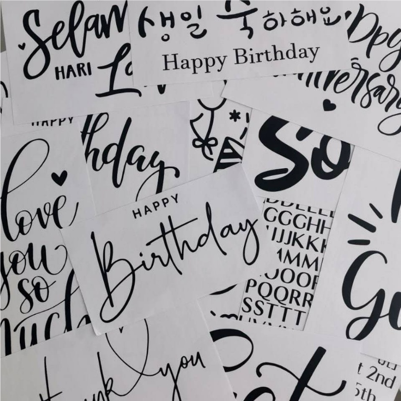Sticker Bobo Balloon Alphabet A-Z Number 0-9 Sanah Helwah Love Vinyl ...