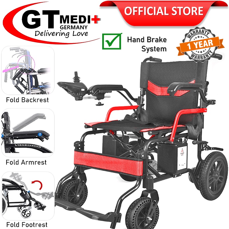 E00-29 GT MEDIT GERMANY Lightweight Electric Wheelchair Foldable Travel ...
